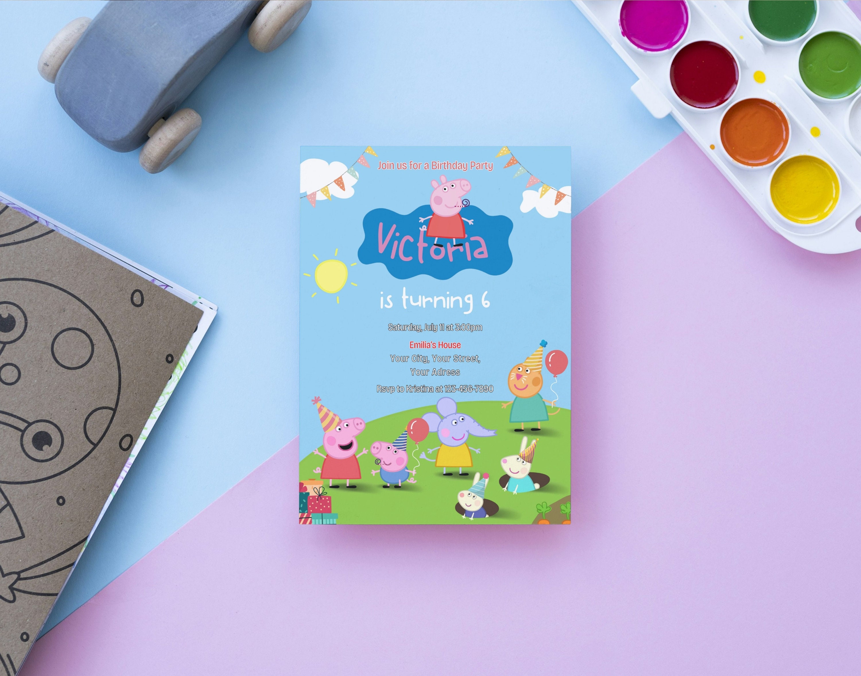 Editable Peppa Pig Birthday Invitation, Printable Birthday Invitation ...