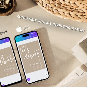 Editable Let's Celebrate Party Invitation, Adult Simple Modern Party Invite, Anniversary ...