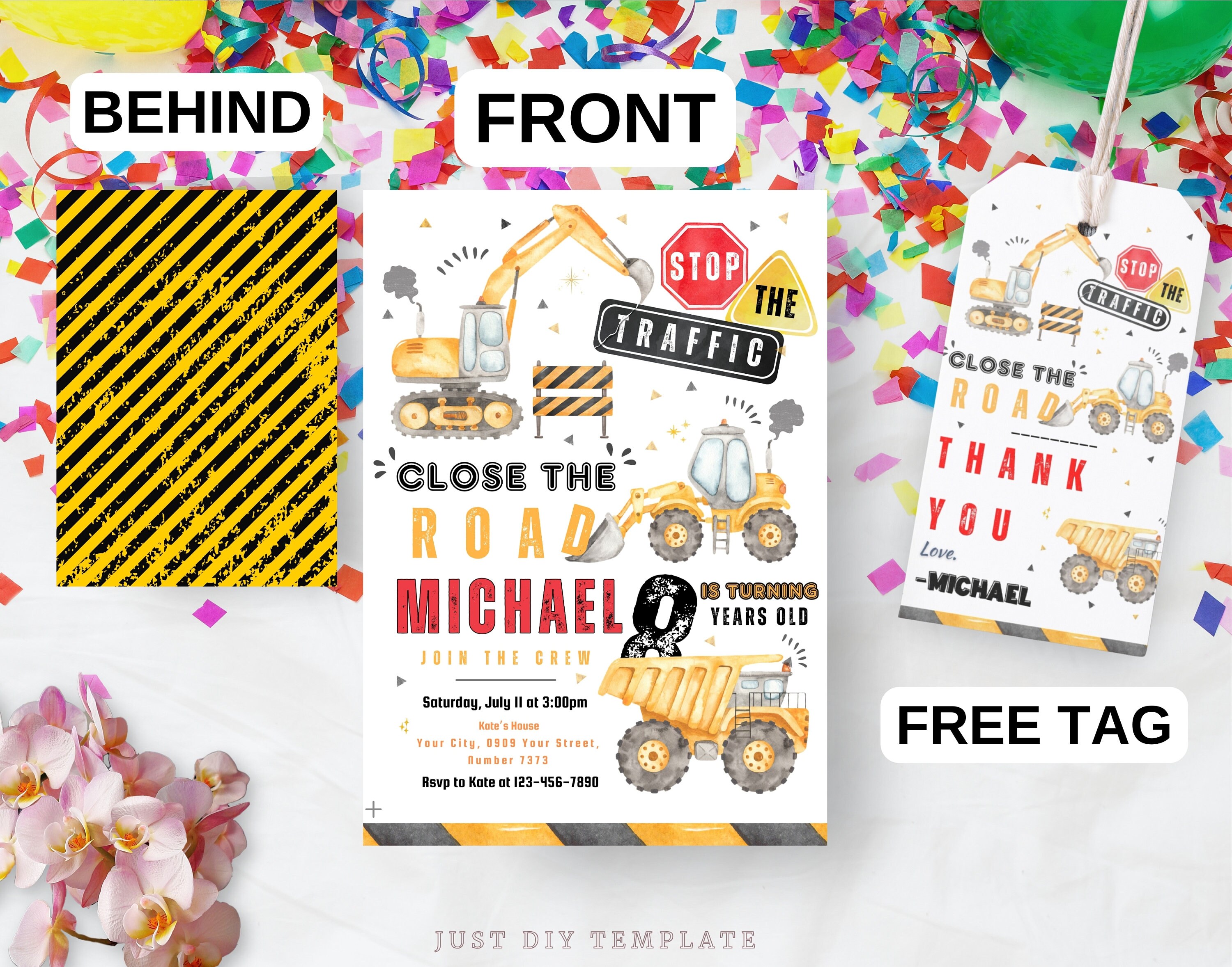 Printable Construction Invitation, Editable Construction Birthday ...