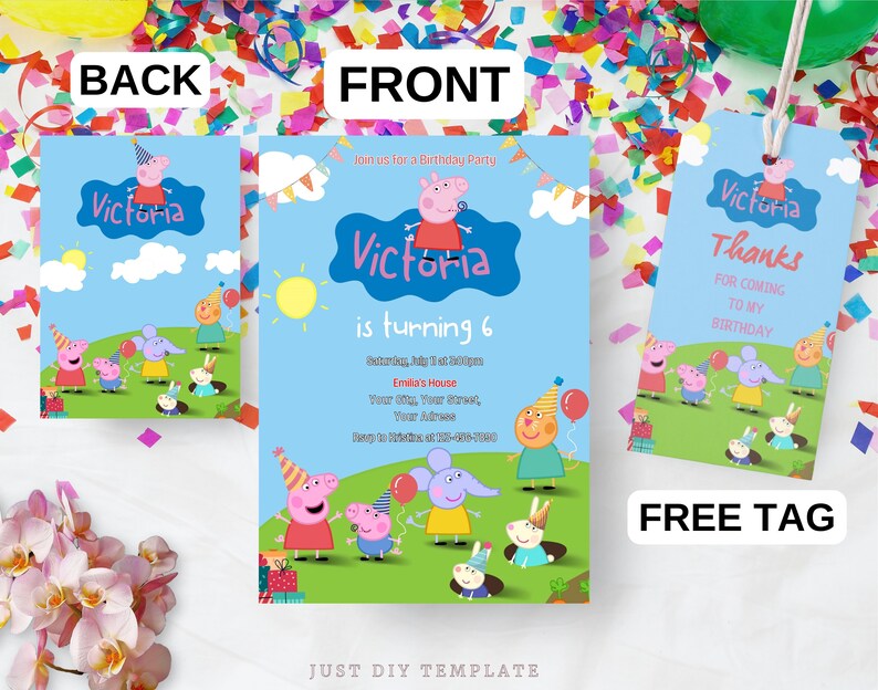 Editable Peppa Pig Birthday Invitation, Printable Birthday Invitation ...