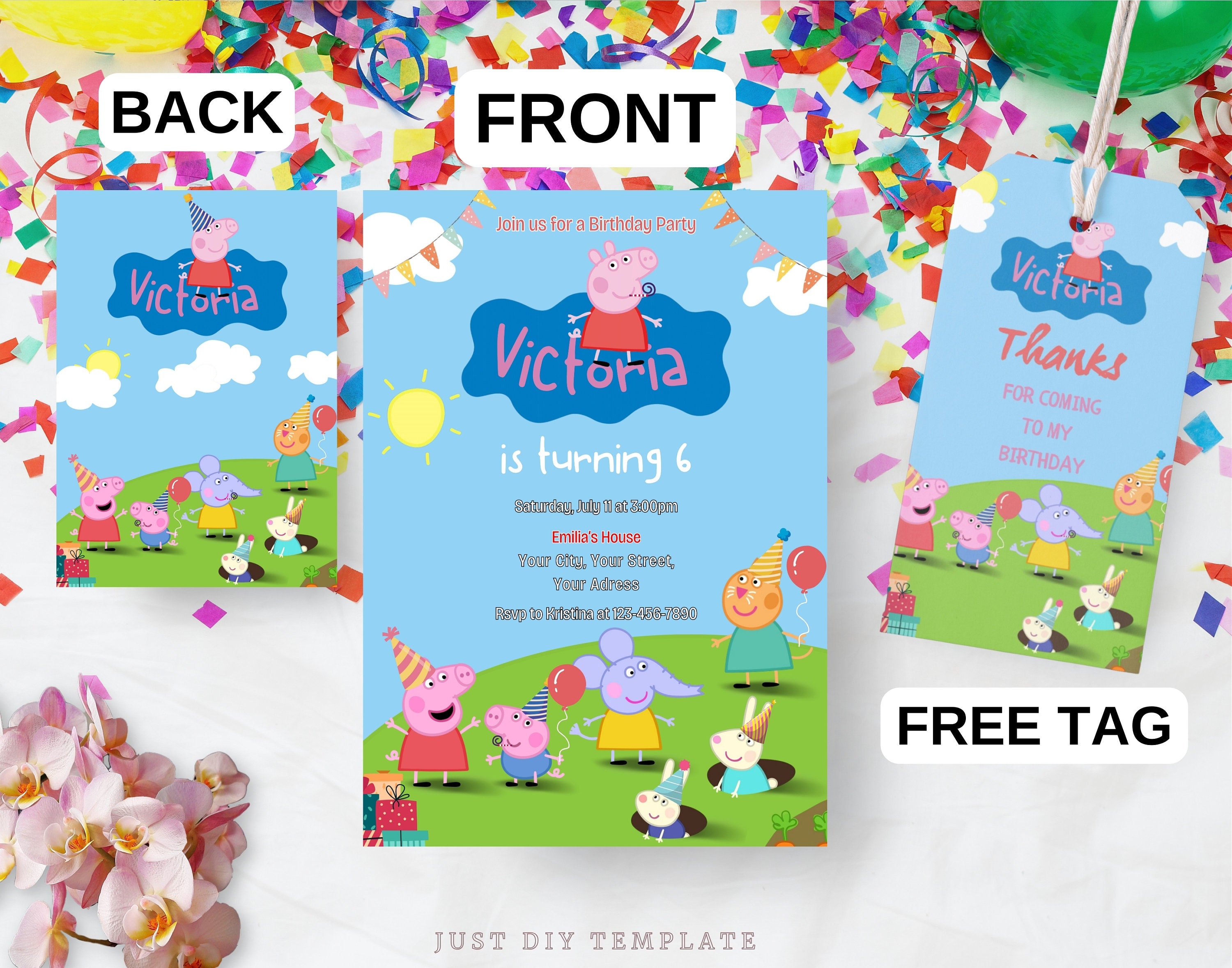 Editable Peppa Pig Birthday Invitation, Printable Birthday Invitation ...