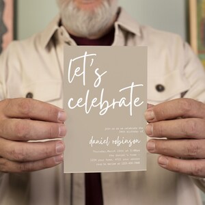 Editable Let's Celebrate Party Invitation, Adult Simple Modern Party Invite, Anniversary ...