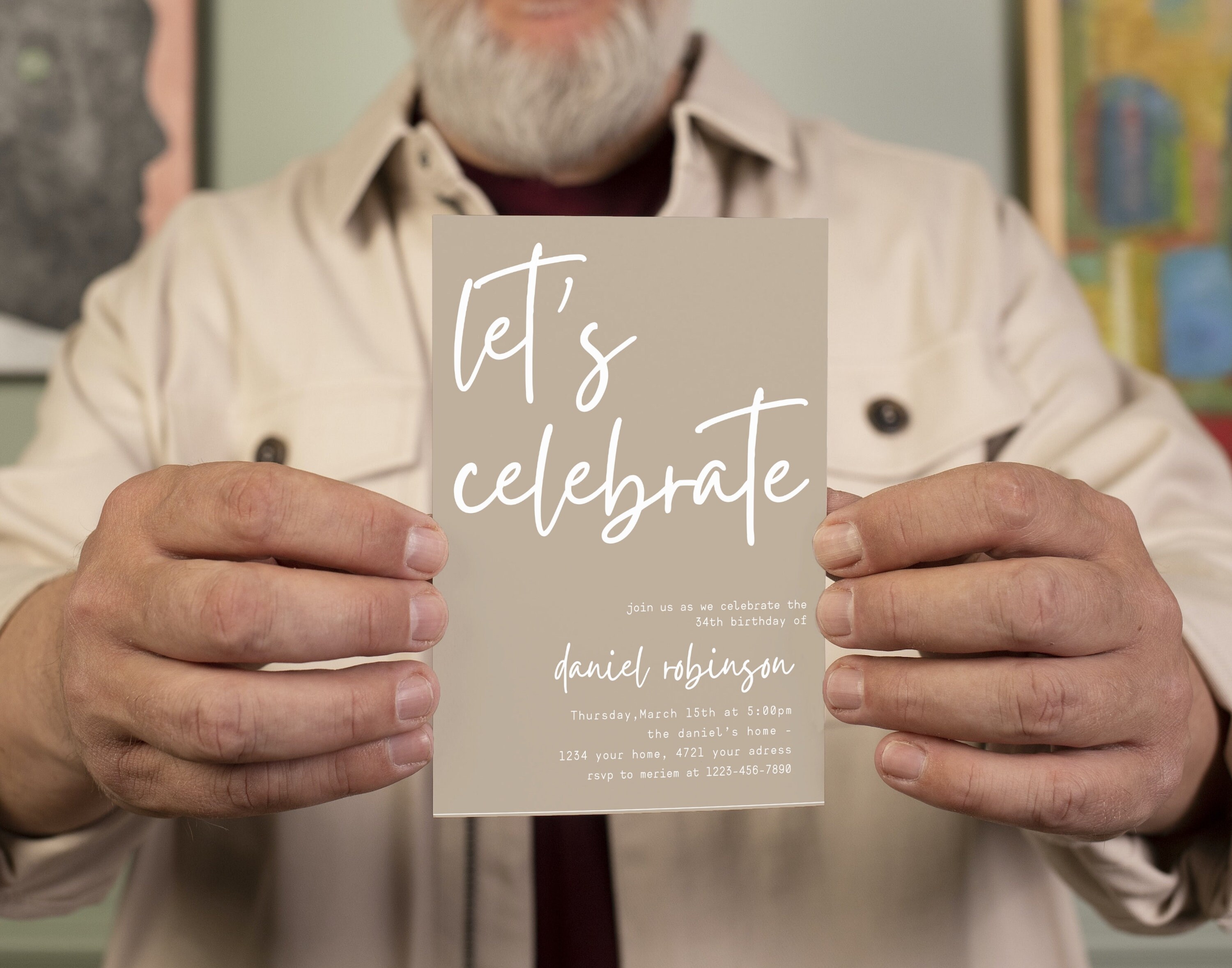 Editable Let's Celebrate Party Invitation, Adult Simple Modern Party Invite, Anniversary ...