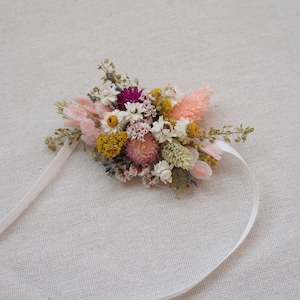 Spring Wedding Dried Flower Corsage, Pink Sage Green Mixed Wild Flower ...