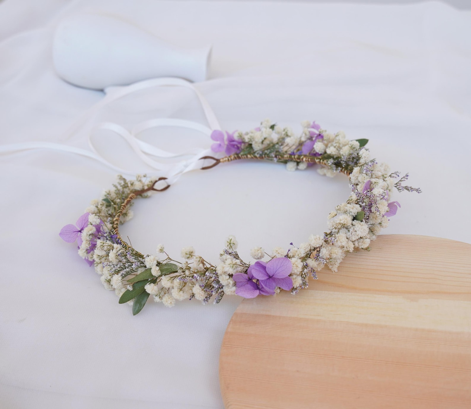 Baby Breathing Dried Flower Crown, Bohemian Wedding Bridal Crown ...