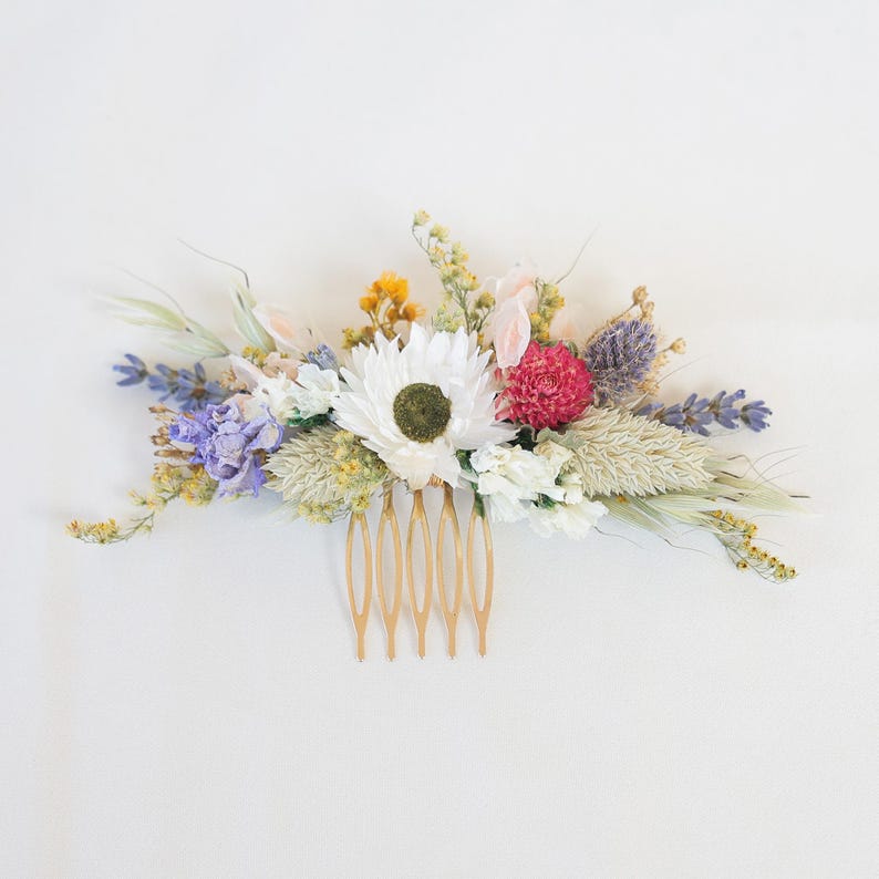 Boho Wedding Dry Flower Comb. Spring Wedding Colored Bridal Comb ...