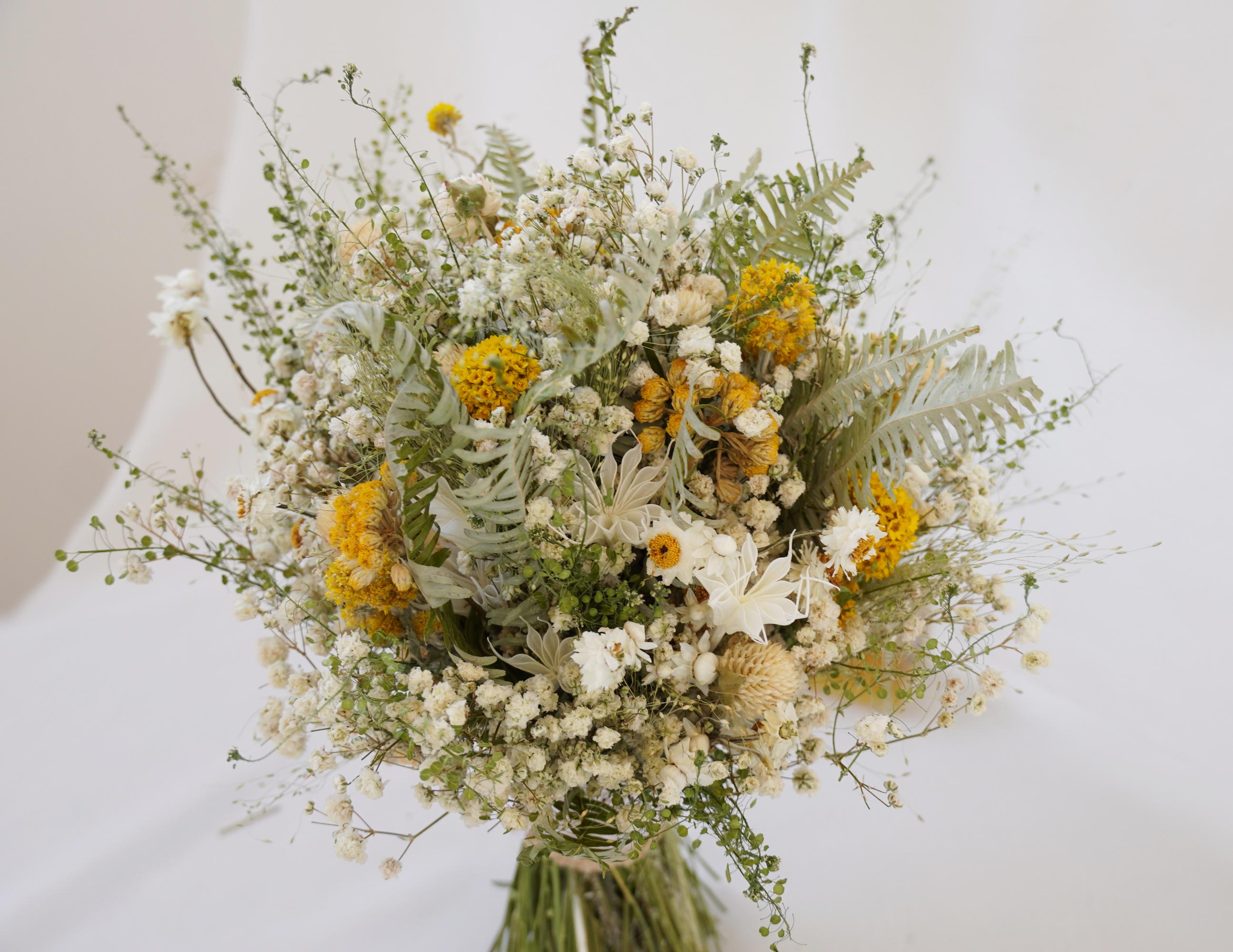 Sage Green Dried Flower Bridal Bouquet, Spring Wedding Wildflower ...