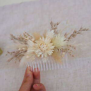 Pampas Grass Bridal Hair Comb, Bohemian Wedding Hair Comb, Neutral ...