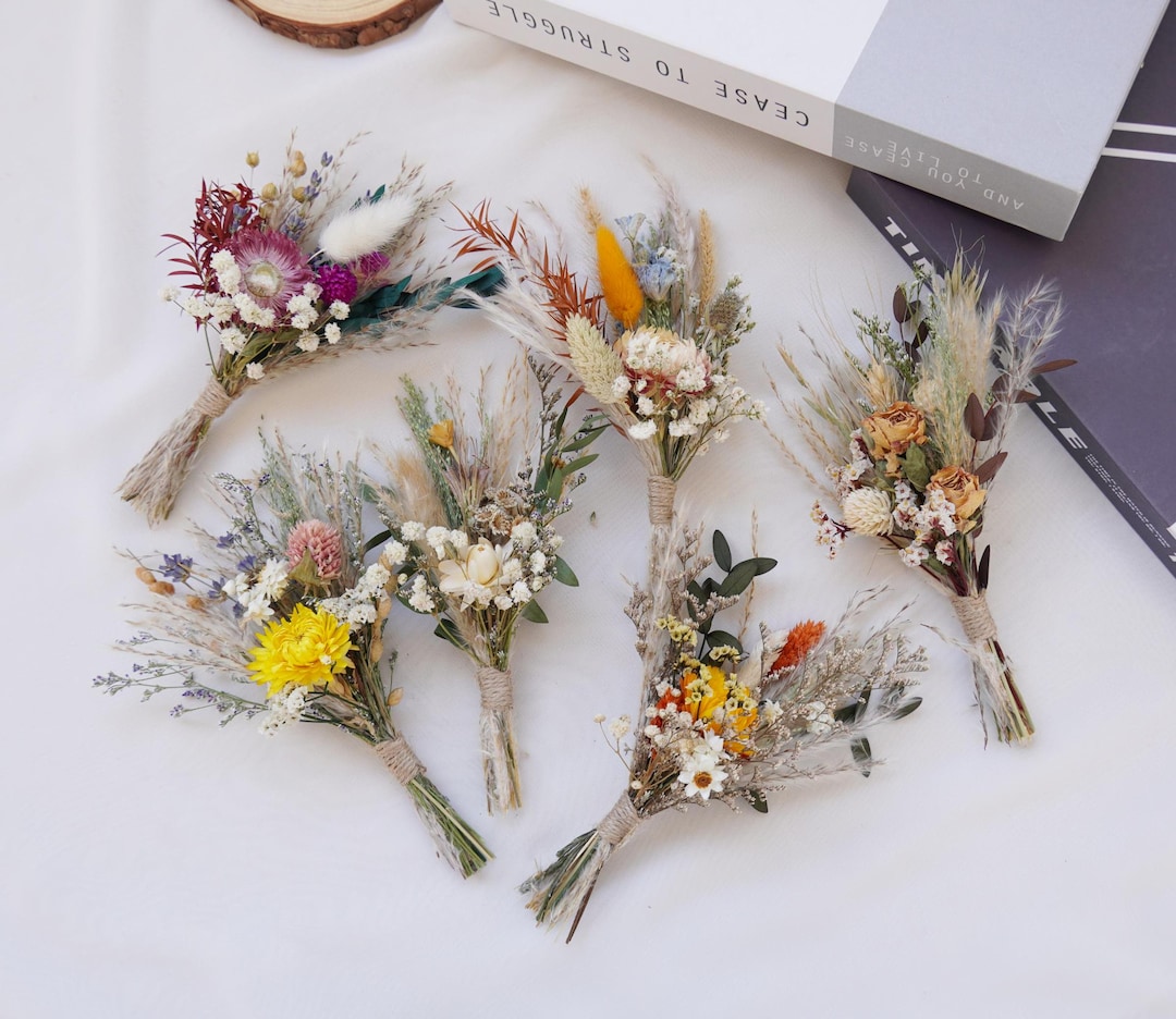 Mini Dry Bouquet, Bohemian Wedding Decoration, Table Center, Small Vase ...