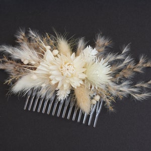 Pampas Grass Bridal Hair Comb, Bohemian Wedding Hair Comb, Neutral ...