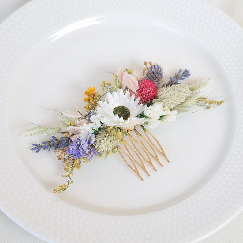 Boho Wedding Dry Flower Comb. Spring Wedding Colored Bridal Comb ...