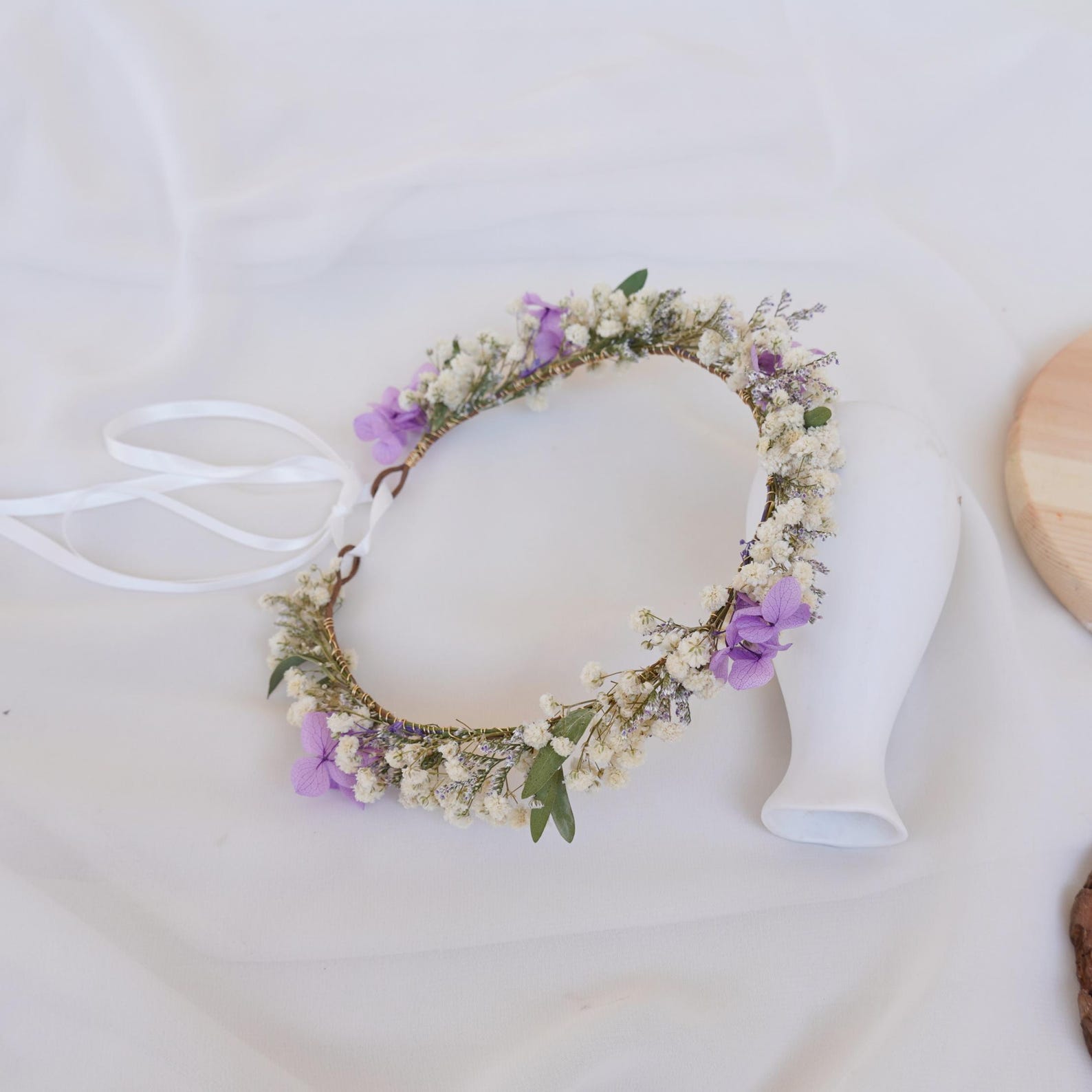 Baby Breathing Dried Flower Crown, Bohemian Wedding Bridal Crown ...