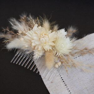 Pampas Grass Bridal Hair Comb, Bohemian Wedding Hair Comb, Neutral ...