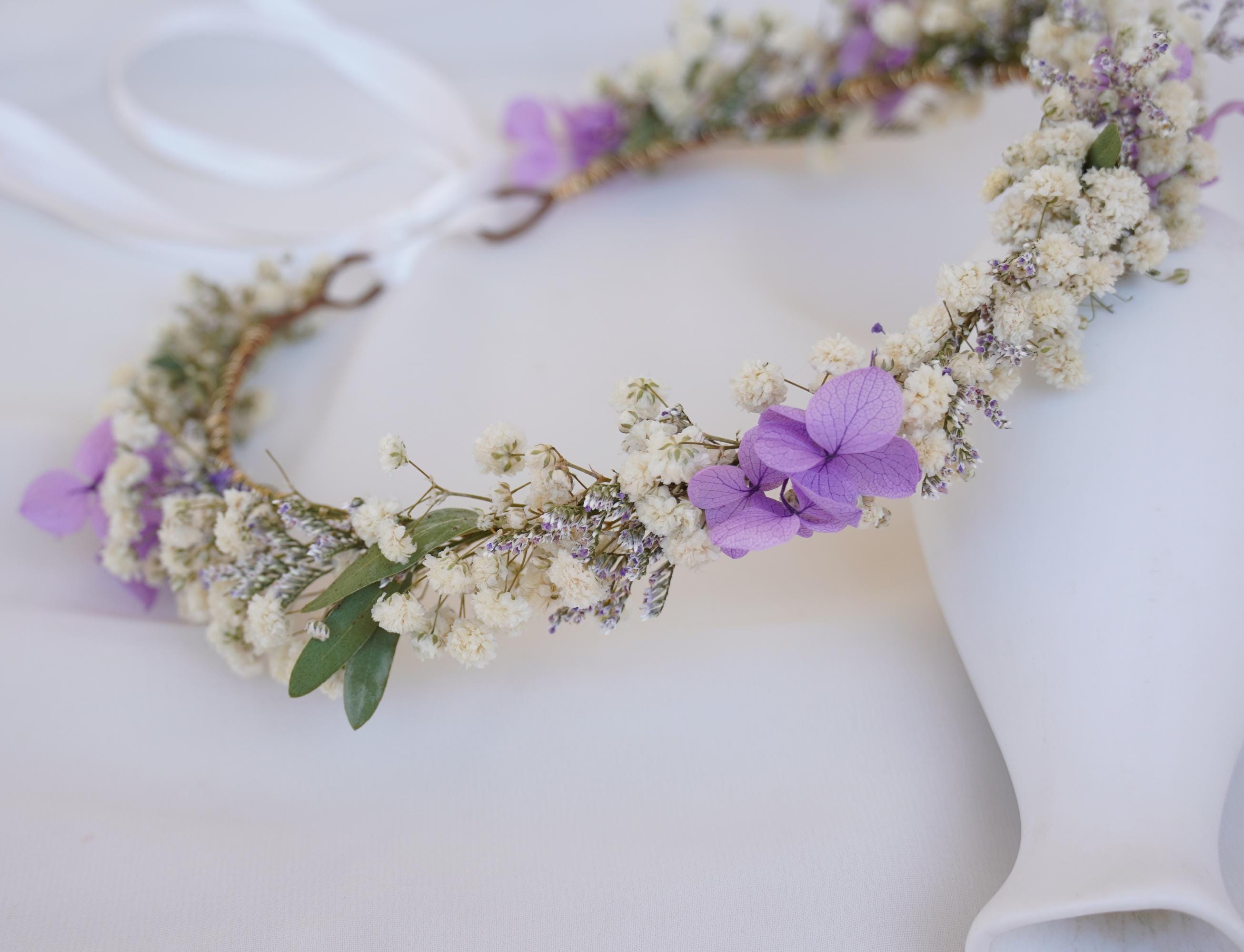 Baby Breathing Dried Flower Crown, Bohemian Wedding Bridal Crown ...