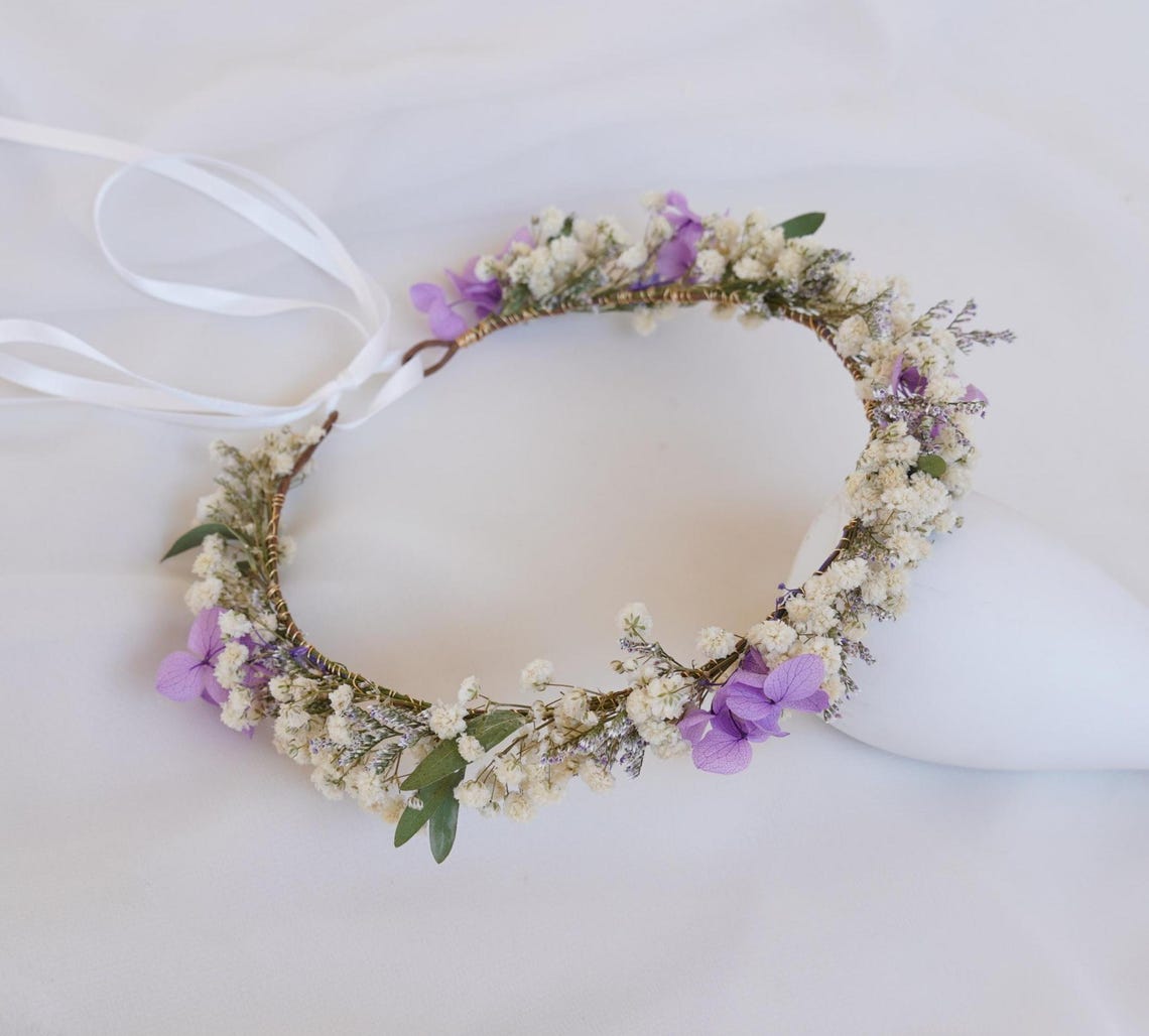 Baby Breathing Dried Flower Crown, Bohemian Wedding Bridal Crown ...