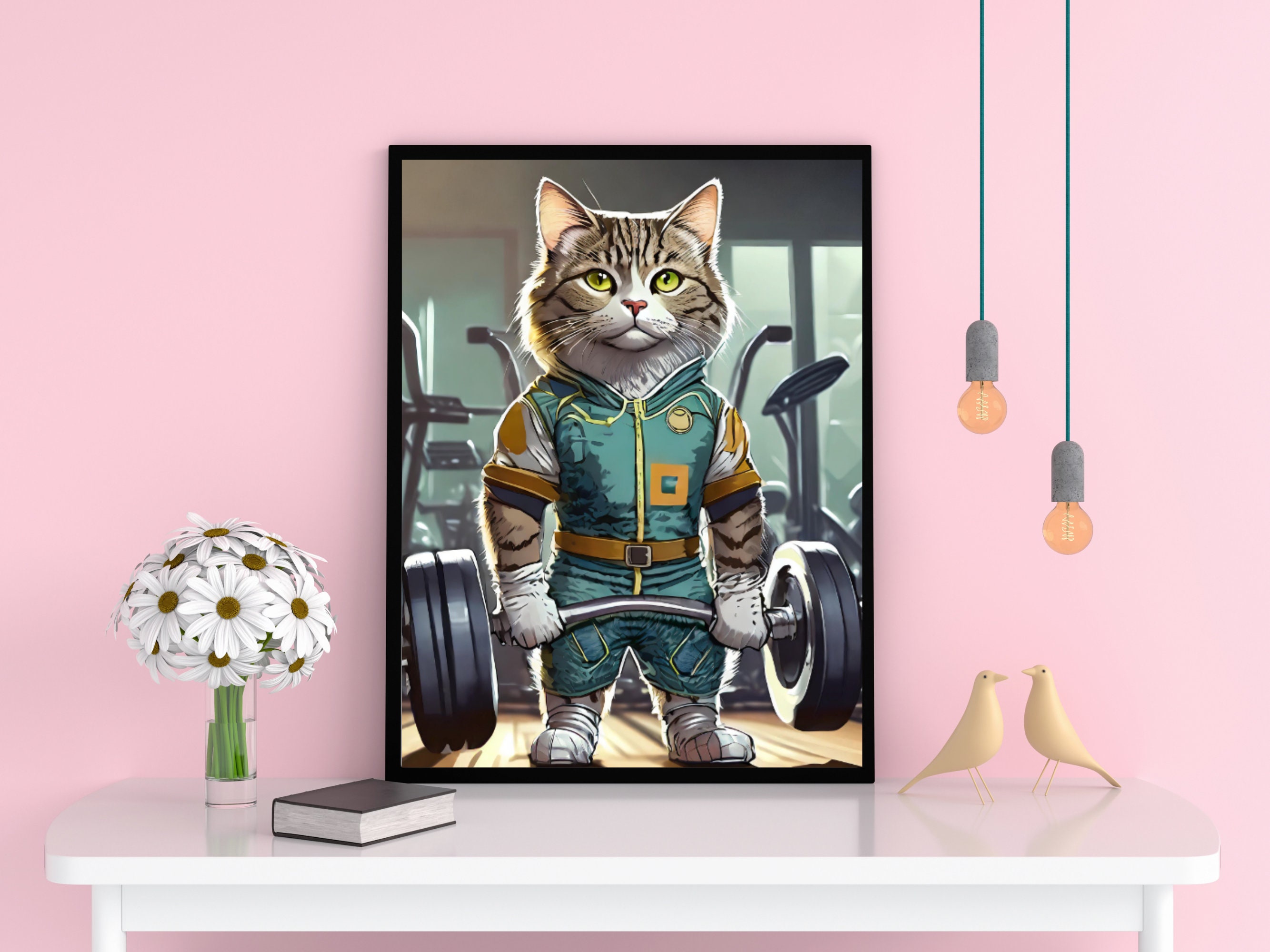 Custom Pet Portraits in the Gym Funny Dog, Cat Portrait Pet Crossfit ...