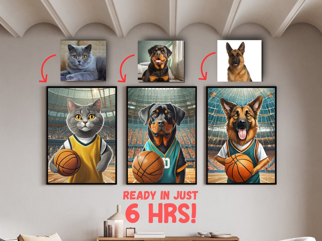 Custom Pet Basketball Portrait, Funny Basketball Dog, Basketball Unique ...