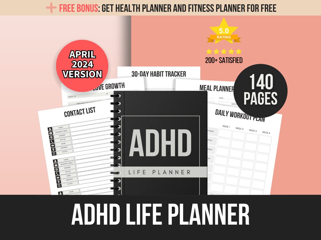 2024 ADHD Digital Planner, Printable ADHD Emotions Wheel, ADHD ...