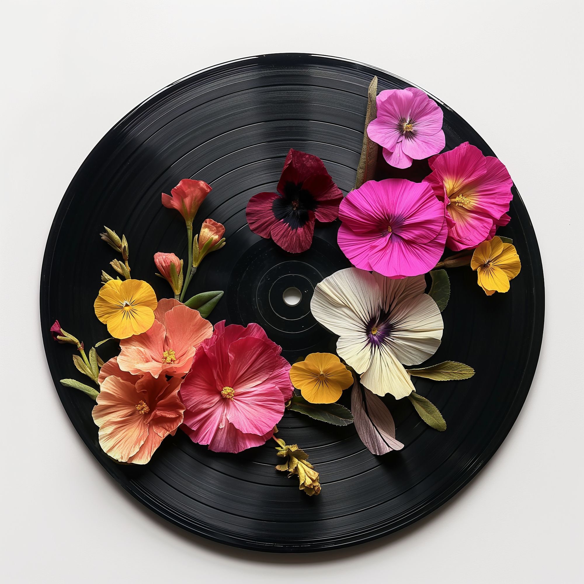 Wall Art. Picture of a Vinyl With Flowers Placed on Them. (style 8) - Etsy
