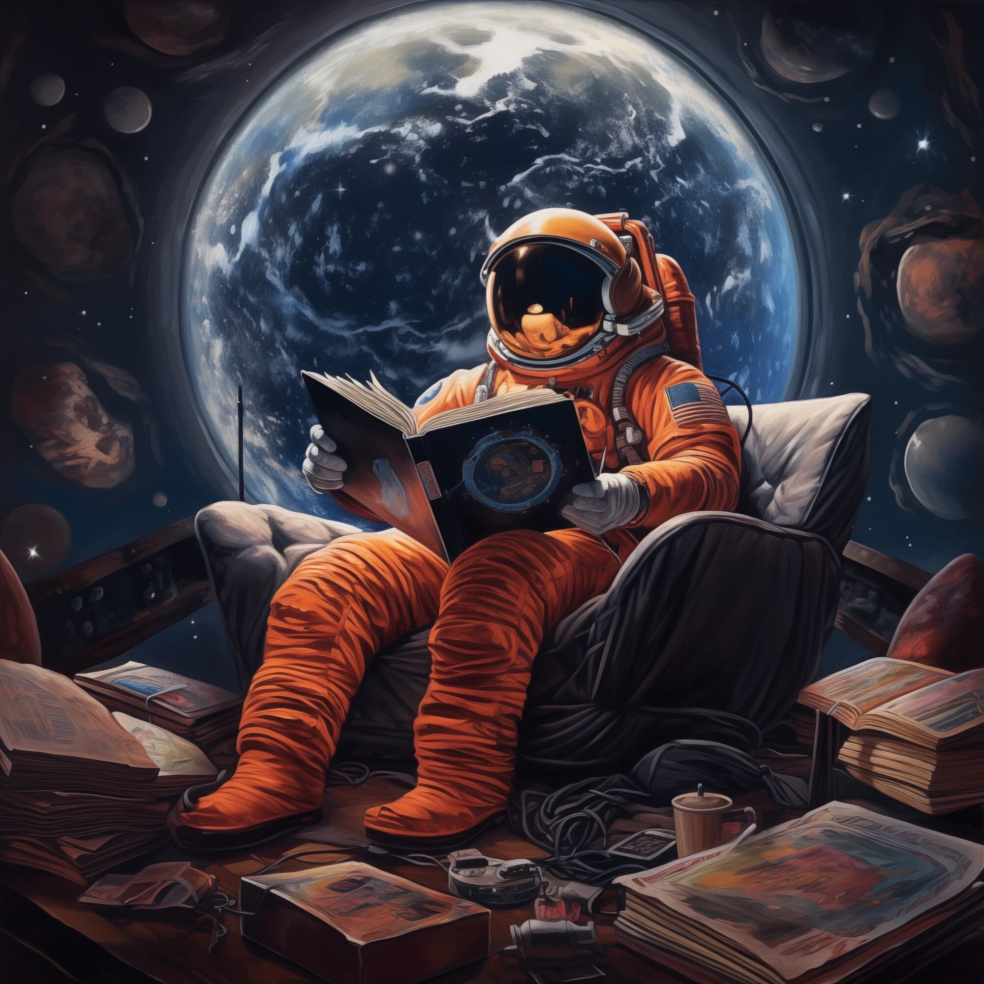 Wall Art. Digital Download. Reading in Space (style 3) - Etsy