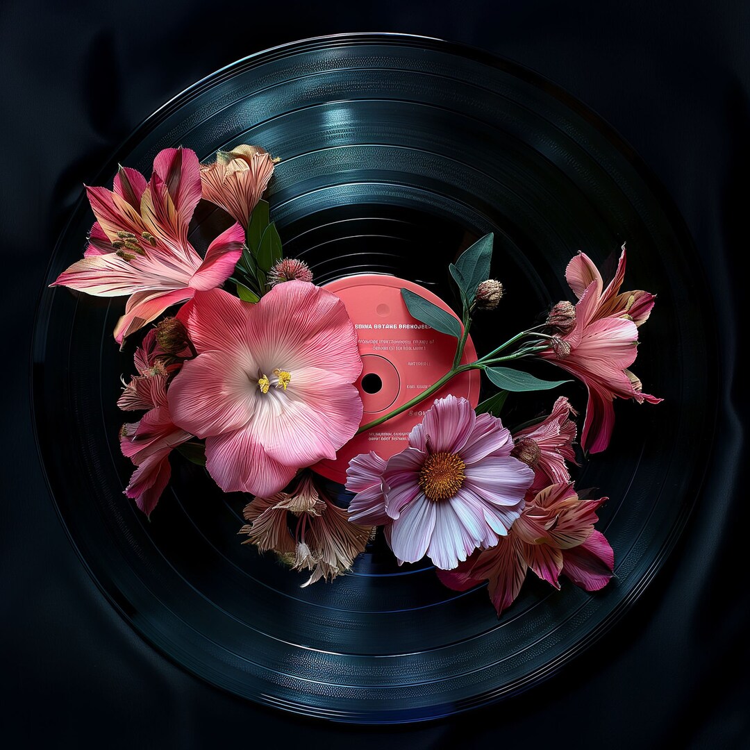 Wall Art. Picture of a Vinyl With Flowers Placed on Them. (style 4) - Etsy