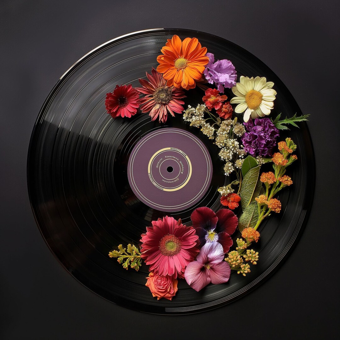 Wall Art. Picture of a Vinyl With Flowers Placed on Them. (style 5) - Etsy