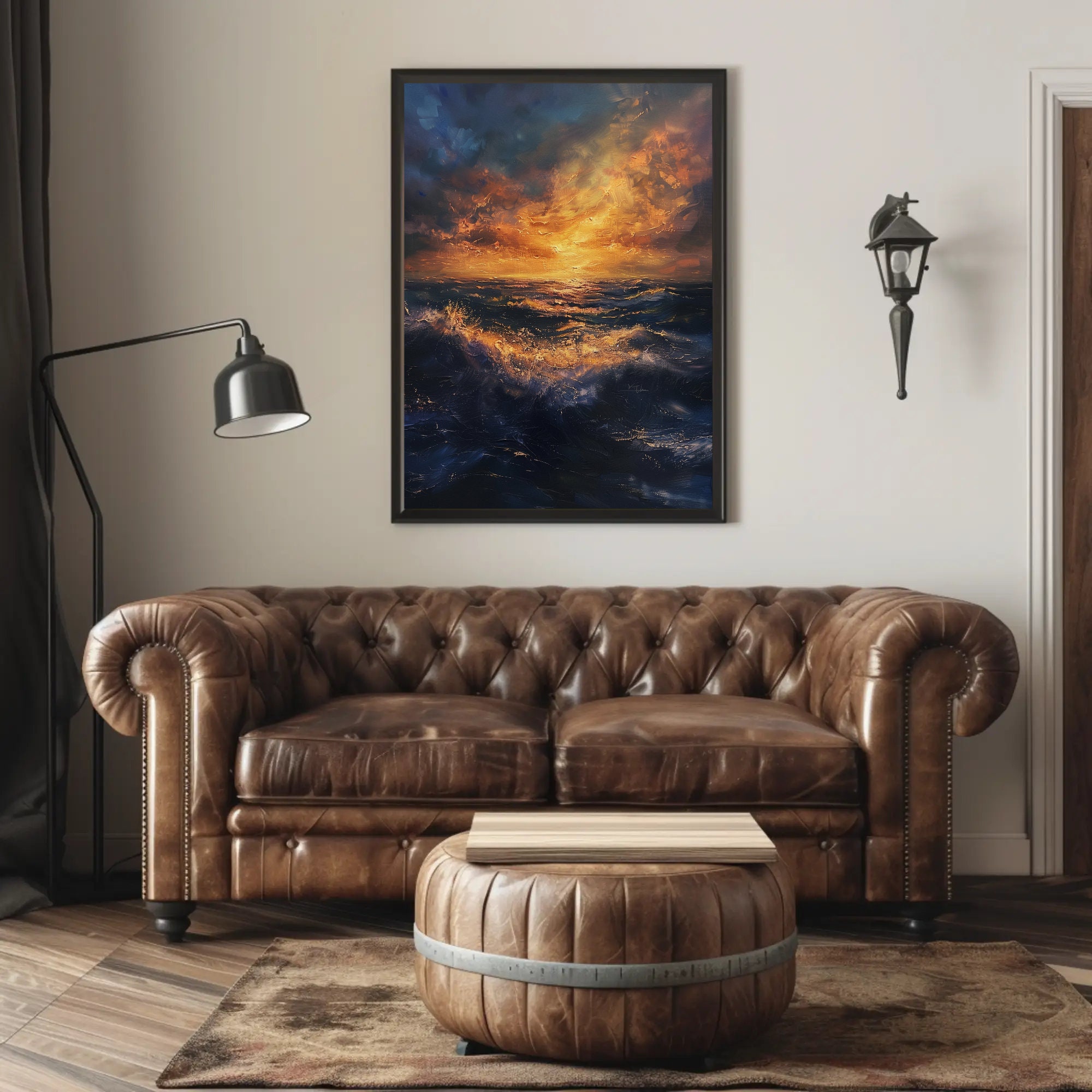 Stormy Ocean Oil Painting Nautical Wave Decor Vibrant Wall Art Custom ...