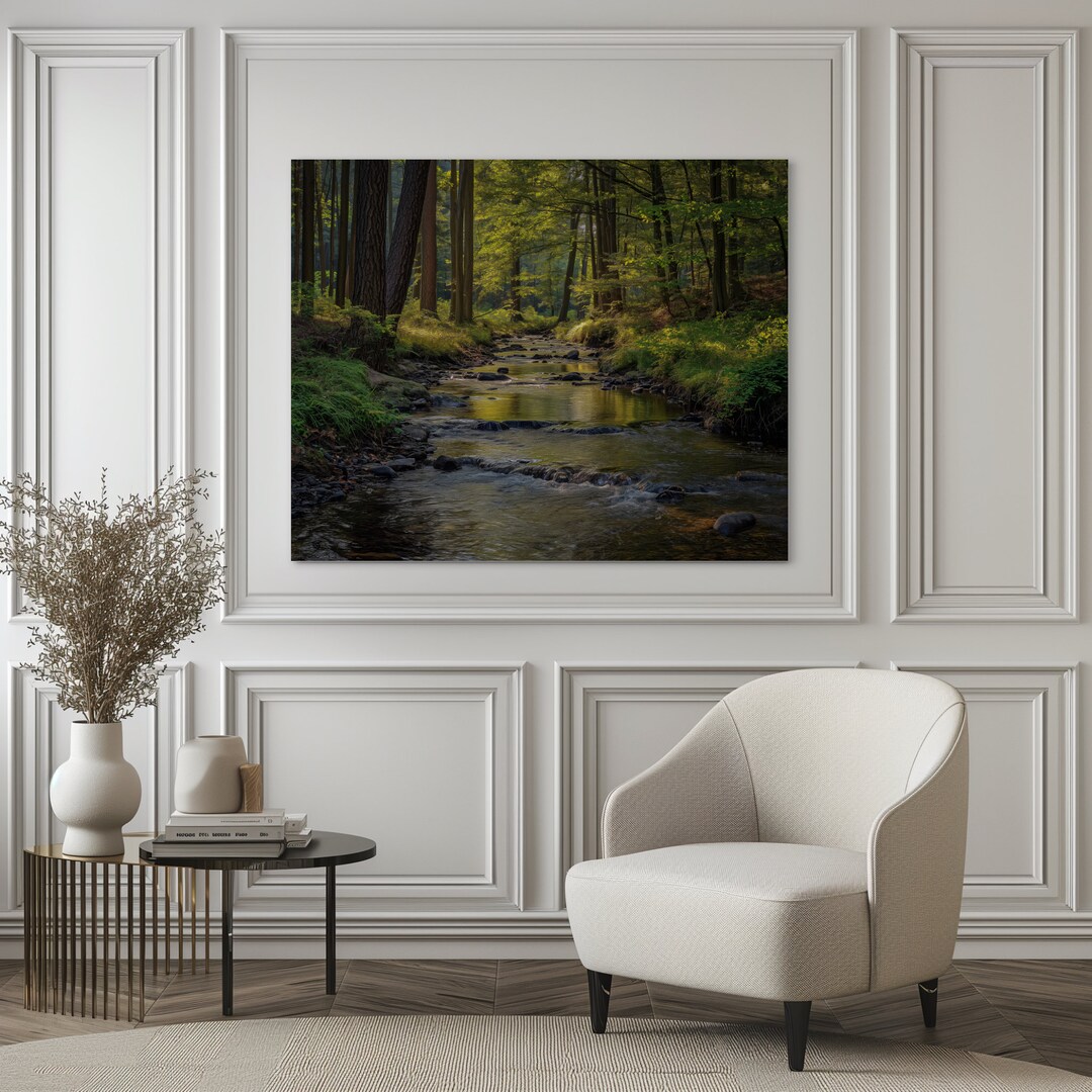 Calming Summer Forest Stream Wall Art Readyy to Hang Printed on Canvas ...