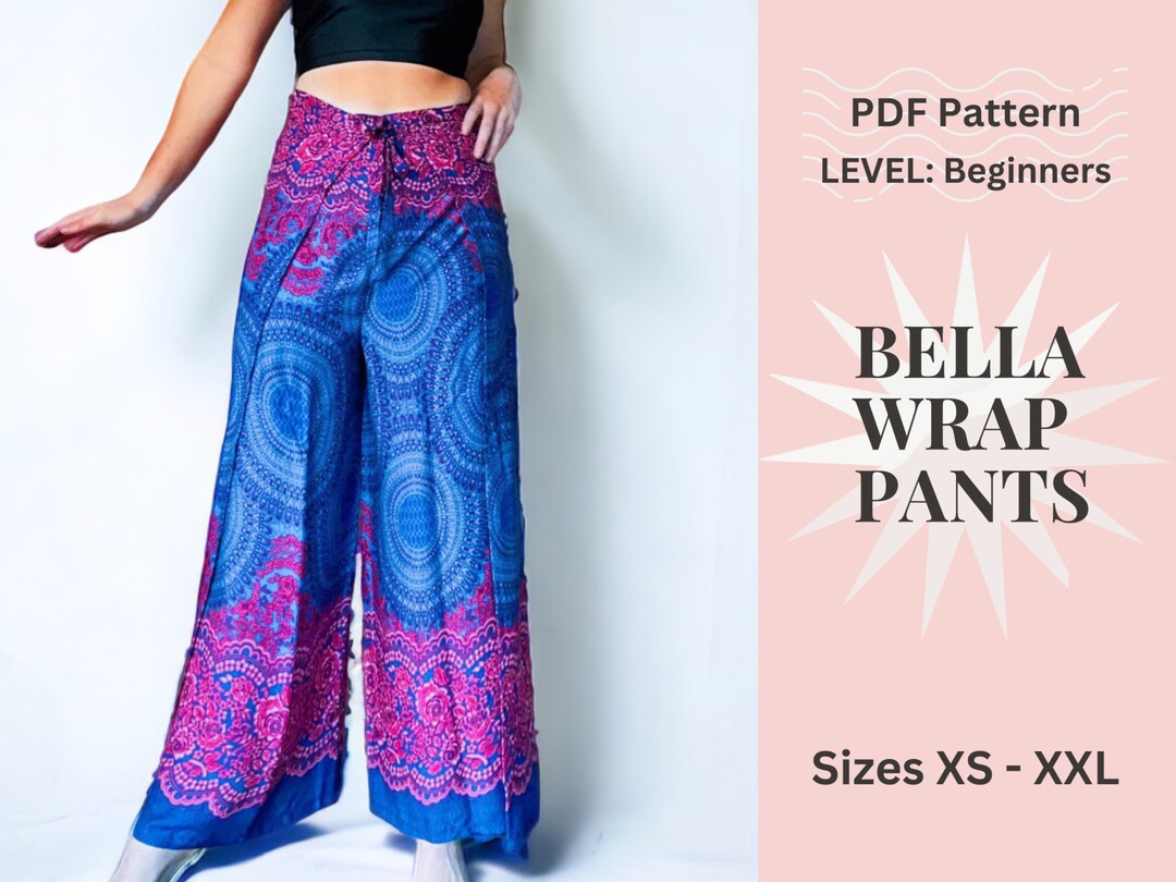 Palazzo Wrap Pants With Ties Beginner Easy Sewing Pattern, Wide Leg ...