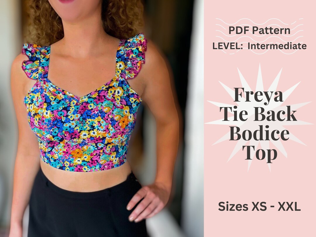 Freya Tie Back Bodice Top Sewing Pattern PDF, XS-XXL Easy Instant Printable Download Summer ...