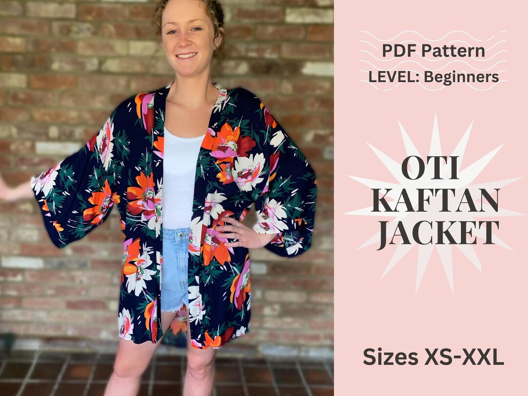 Oti Kaftan Jacket Sewing Pattern PDF, Beginner Friendly XS-XXL (instant ...