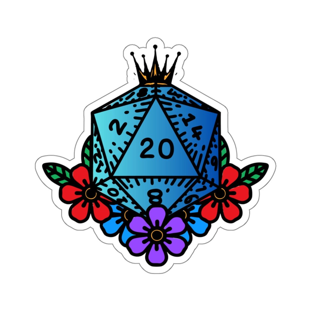 D20 Sticker, Critical Roll Natural 20 Victory Flowers, Gaming Sticker ...