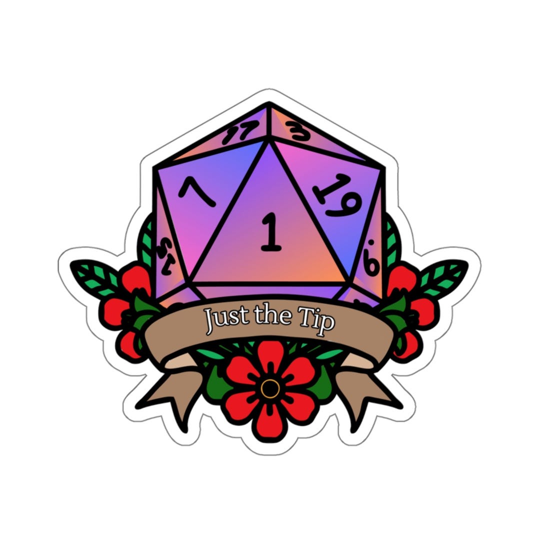 D20 Critical Failure Roll Kiss-cut Sticker, Just the Tip, Funny RPG ...