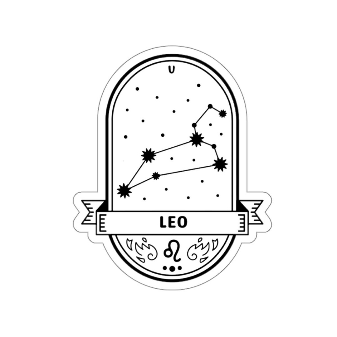 Leo Zodiac Badge Kiss-cut Sticker, Astrology Decals, Bold Leo ...
