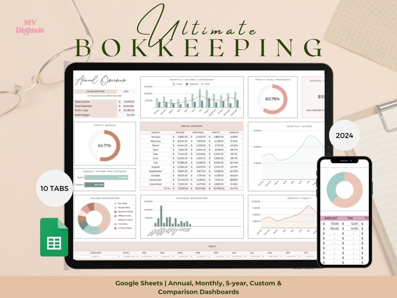 Ultimate Bookkeeping Spreadsheet Template Google Sheets Inventory ...