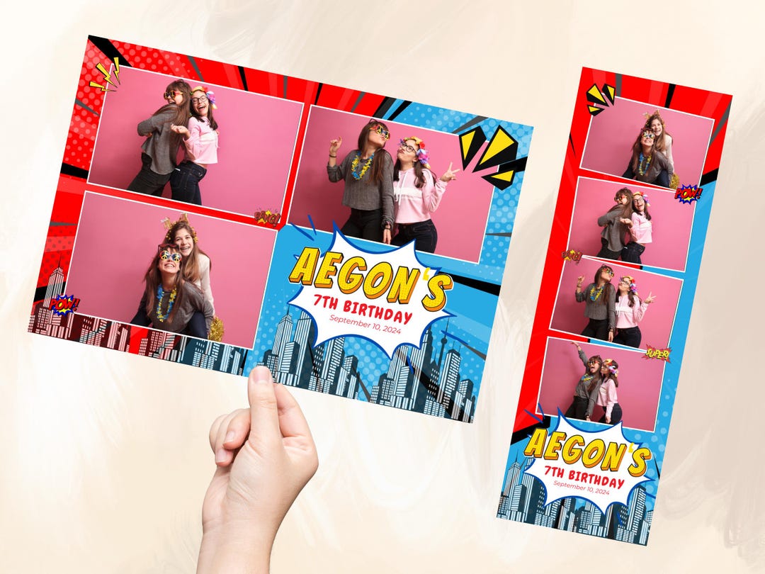 Comic Birthday Photo Booth Template | Editable Canva Design (digital ...