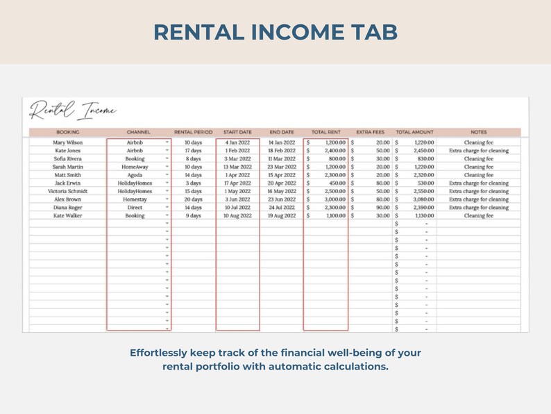 Rental Income and Expense Tracker Spreadsheet | Rental Property Tracker ...
