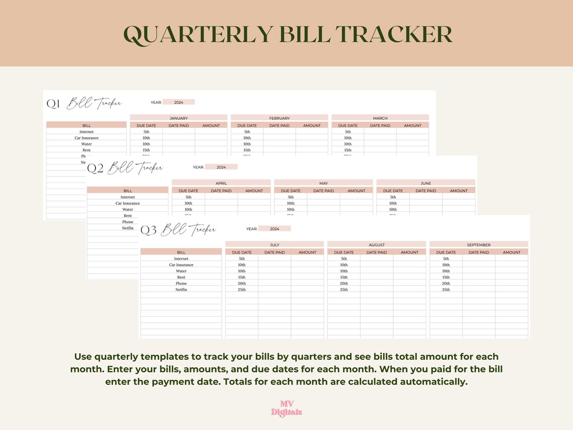 Bill Tracker Spreadsheet | Google Sheets Template (digital Download) - Etsy