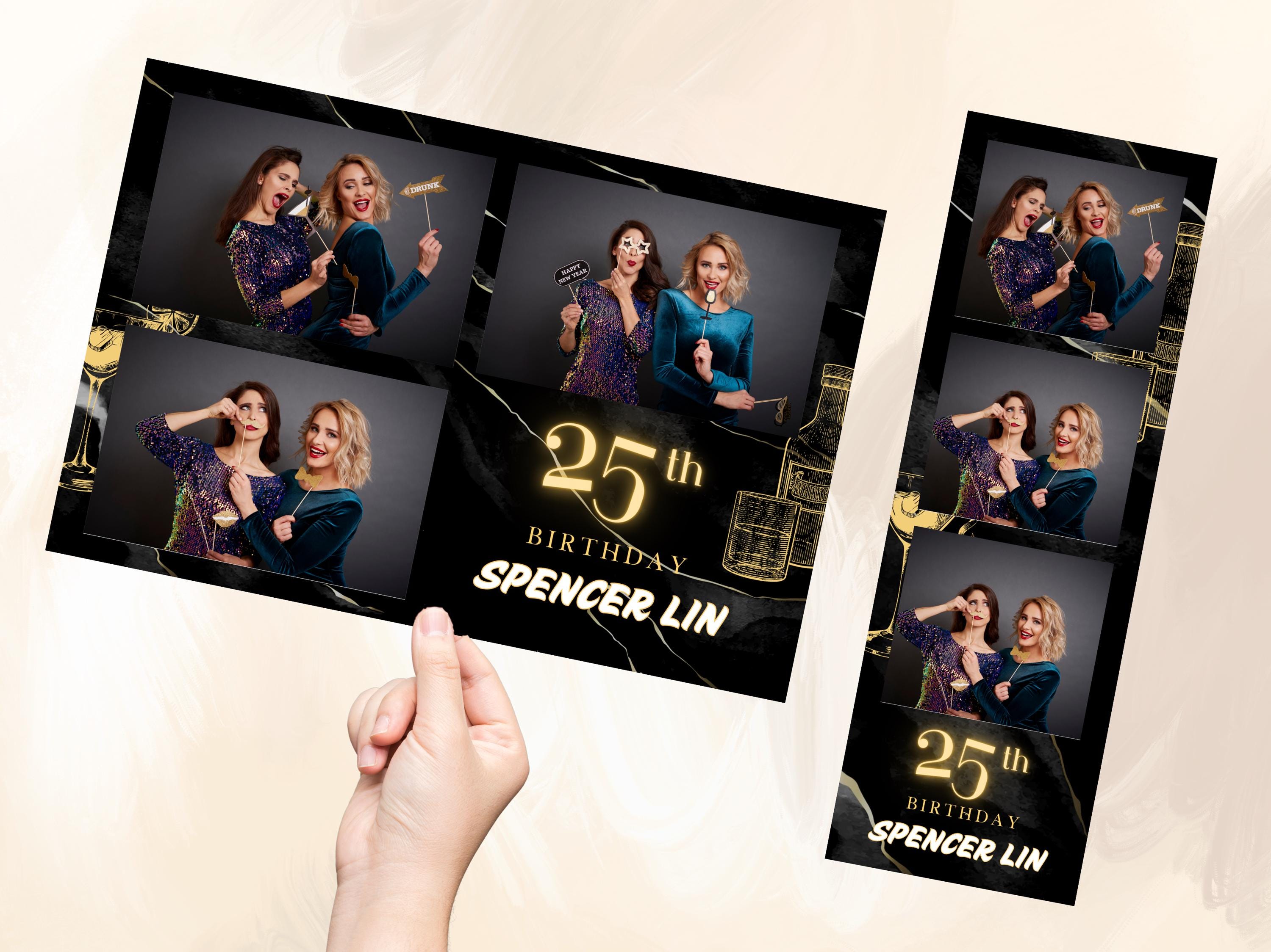 Birthday Photo Booth Template Black and Gold Theme 2x6 and 4x6 ...