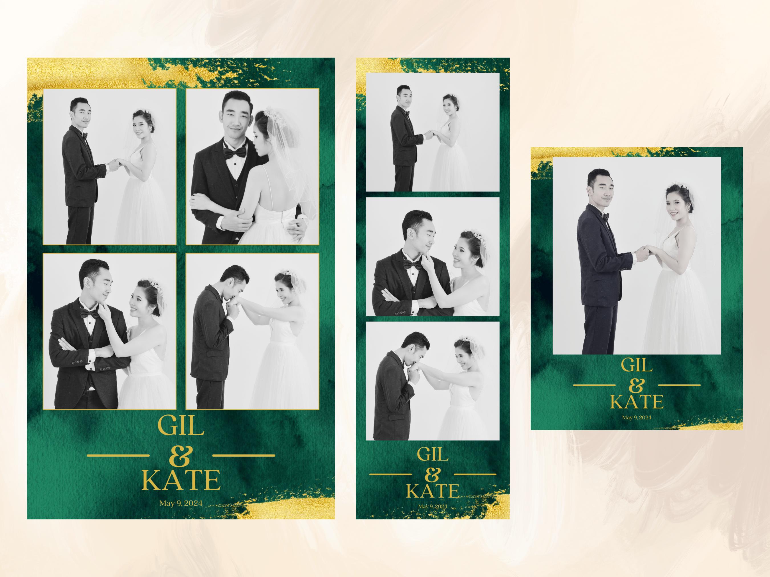 Photo Booth Wedding Template 2x6, 4x6 and 3x4 | Editable Gold Emerald ...