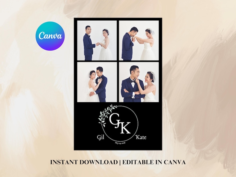 Photo Booth Wedding Template Black and White 2x6, 4x6 and 3x4 ...