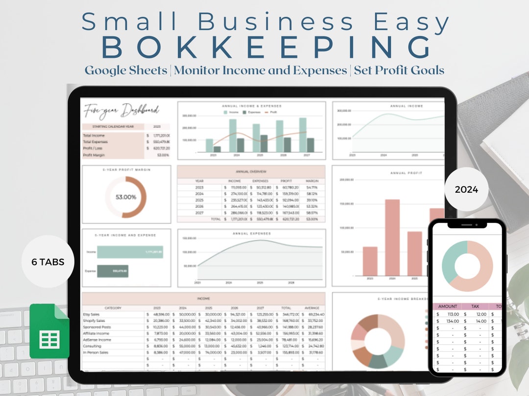 Easy Bookkeeping Spreadsheet Template | Income Expense Tracker (google ...