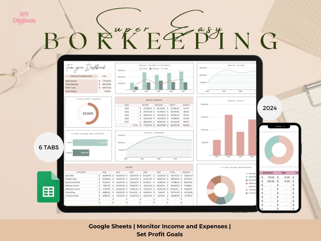 Easy Bookkeeping Spreadsheet Template Google Sheets Inventory Tracker ...