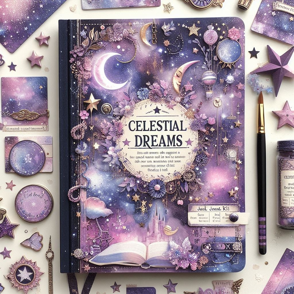 Celestial Dreams Junk Journal Kit - Stars, Galaxy, Magical, Purple ...