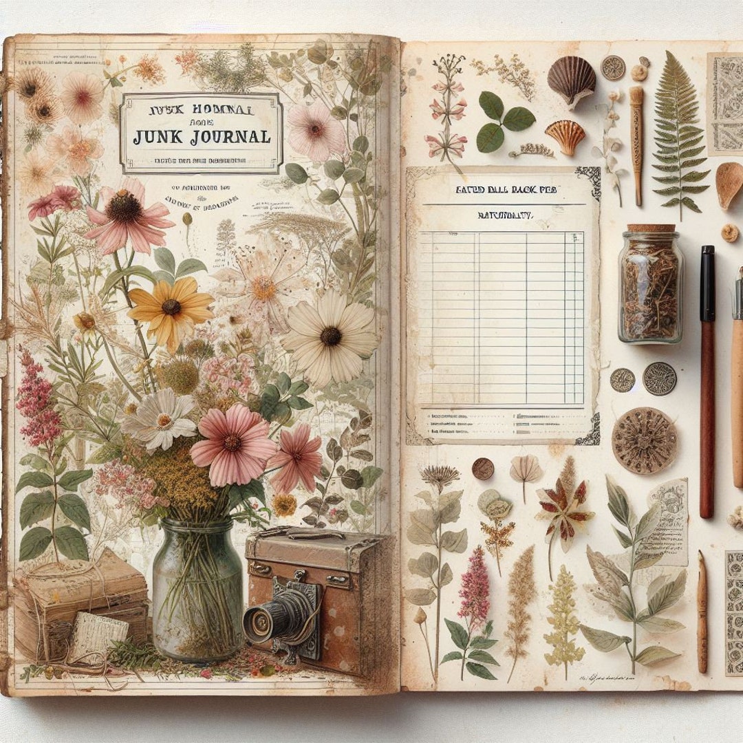 Printable Junk Journal Kit - Naturalist, Flora, Flowers, Botanical ...