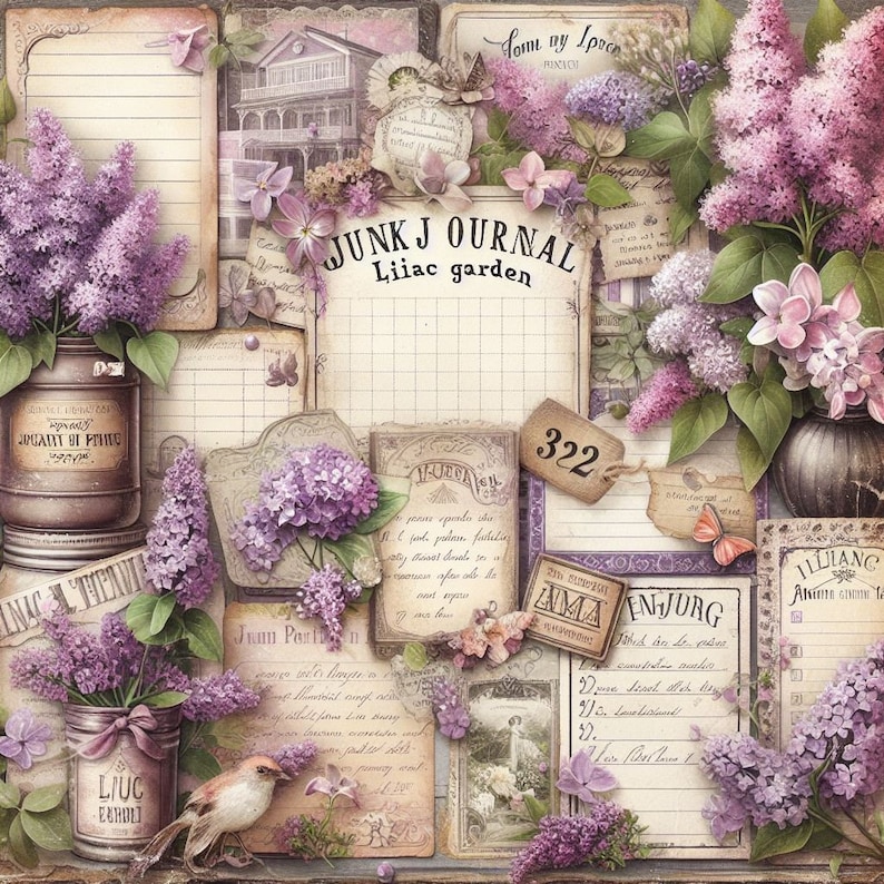 Printable Junk Journal - Vintage-inspired Digital Download Lilac Garden ...