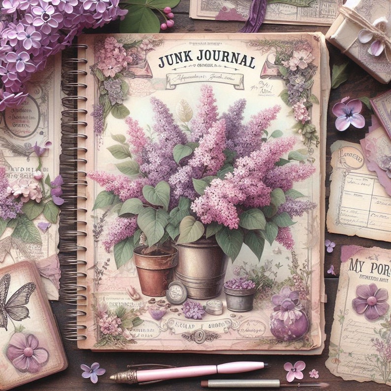 Printable Junk Journal - Vintage-inspired Digital Download Lilac Garden ...