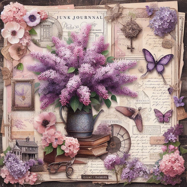 Printable Junk Journal - Vintage-inspired Digital Download Lilac Garden ...