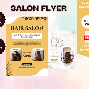 Hair Salon Flyer & Price List Template - Editable Canva Design, Salon ...
