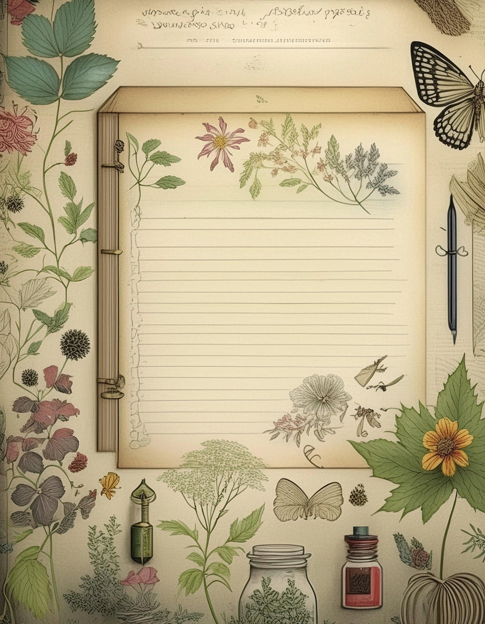 Printable Junk Journal Kit - Naturalist, Flora, Flowers, Botanical ...